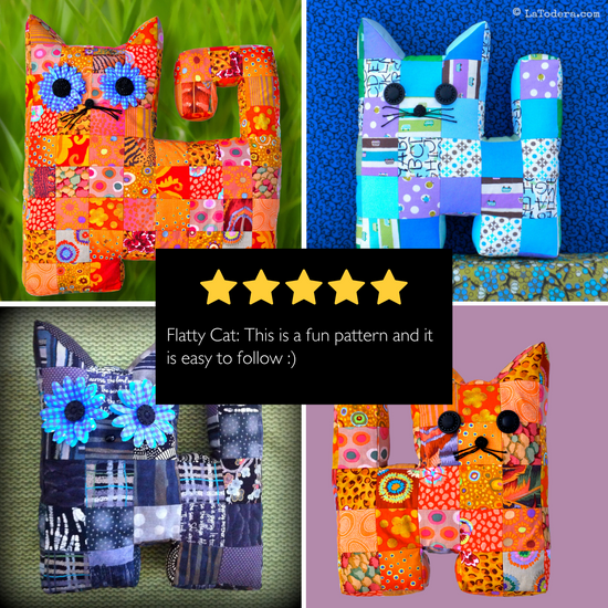 DIY Mama and Baby Patchwork Cat Pillows Tutorial - PDF Sewing Pattern ...