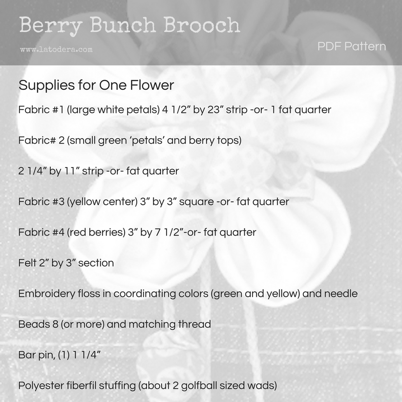 DIY Fabric Flower Berry Bunch Brooch Tutorial - PDF Sewing Pattern – La ...