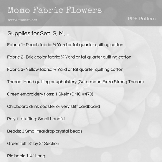 DIY Japanese Fabric Peach Flower Brooch Tutorial - PDF Sewing Pattern ...